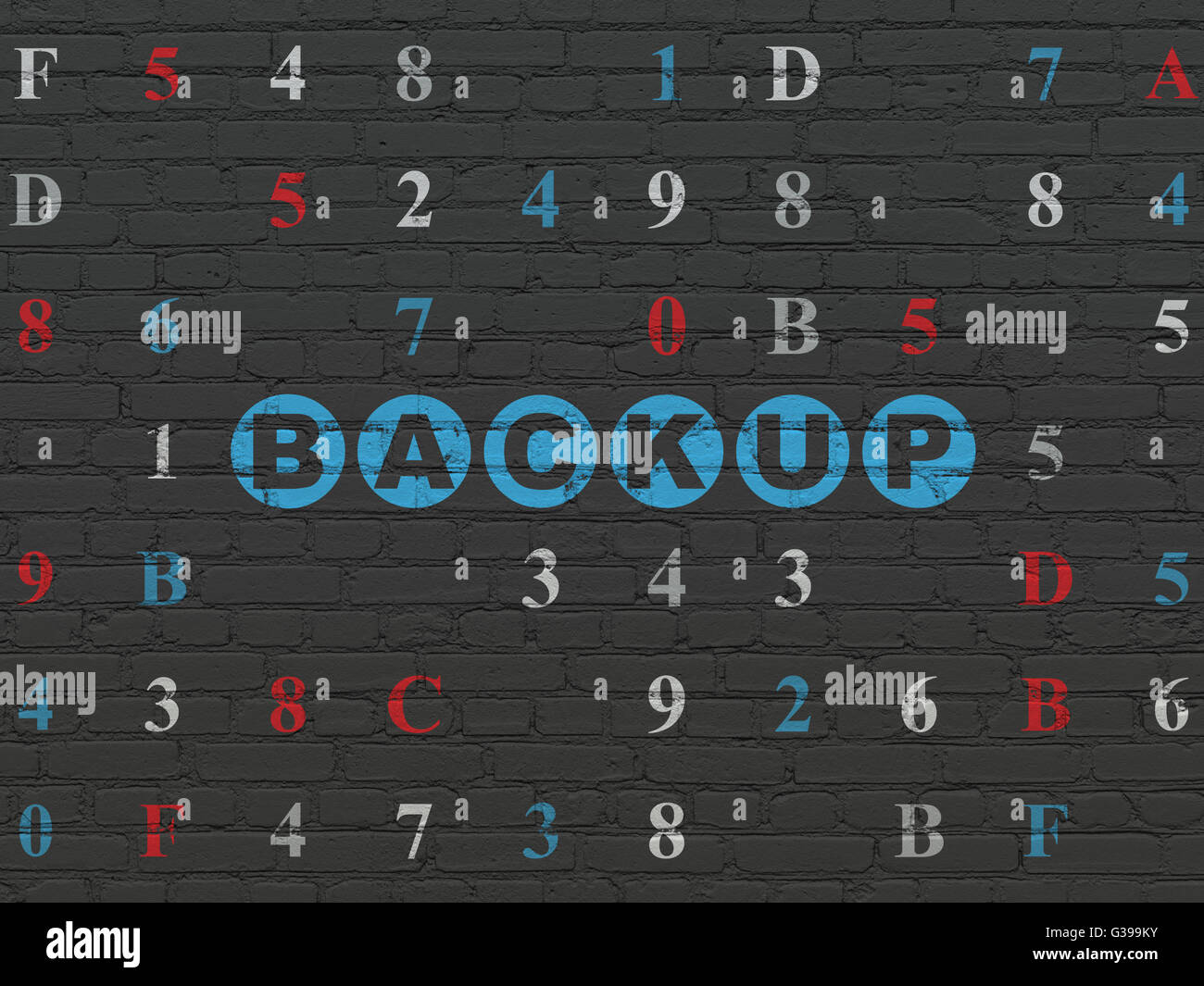 Programming concept: Backup on wall background Stock Photo - Alamy