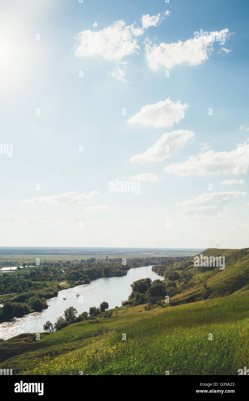view from the high Bank on the river Stock Photo - Alamy