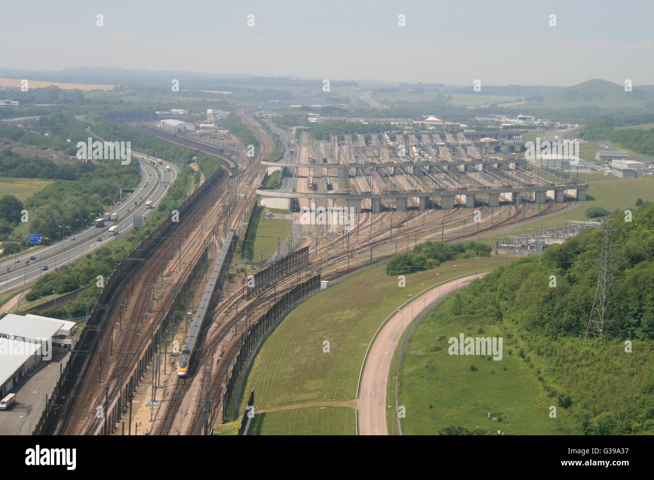 CHANNEL TUNNEL RAIL TERMINAL AND TRAINS IN FOLKESTONE,KENT,UK Stock ...