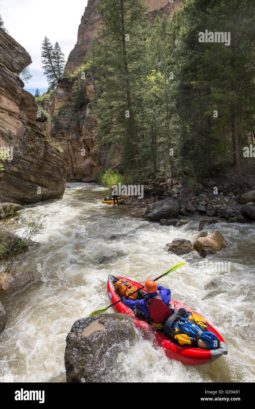Paddling Deep Creek, Utah in an inflatable kayak Stock Photo - Alamy