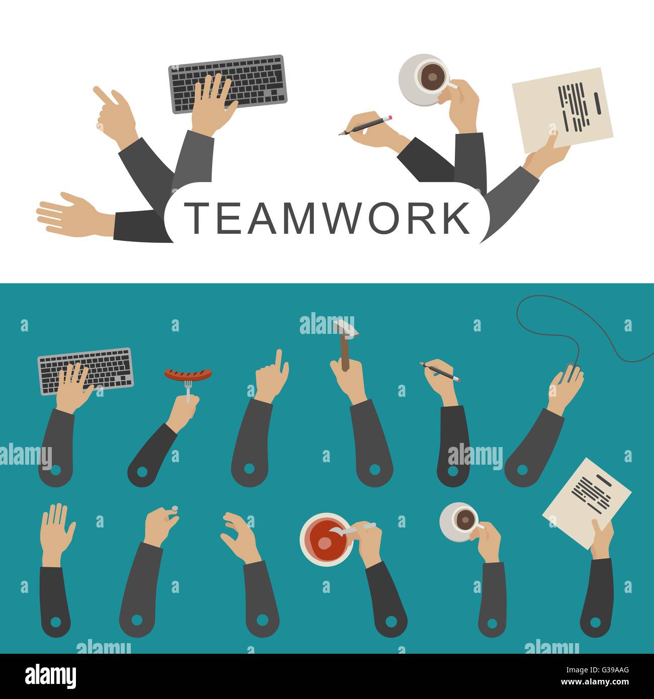 Teamwork writing business people Stock Vector Images - Alamy