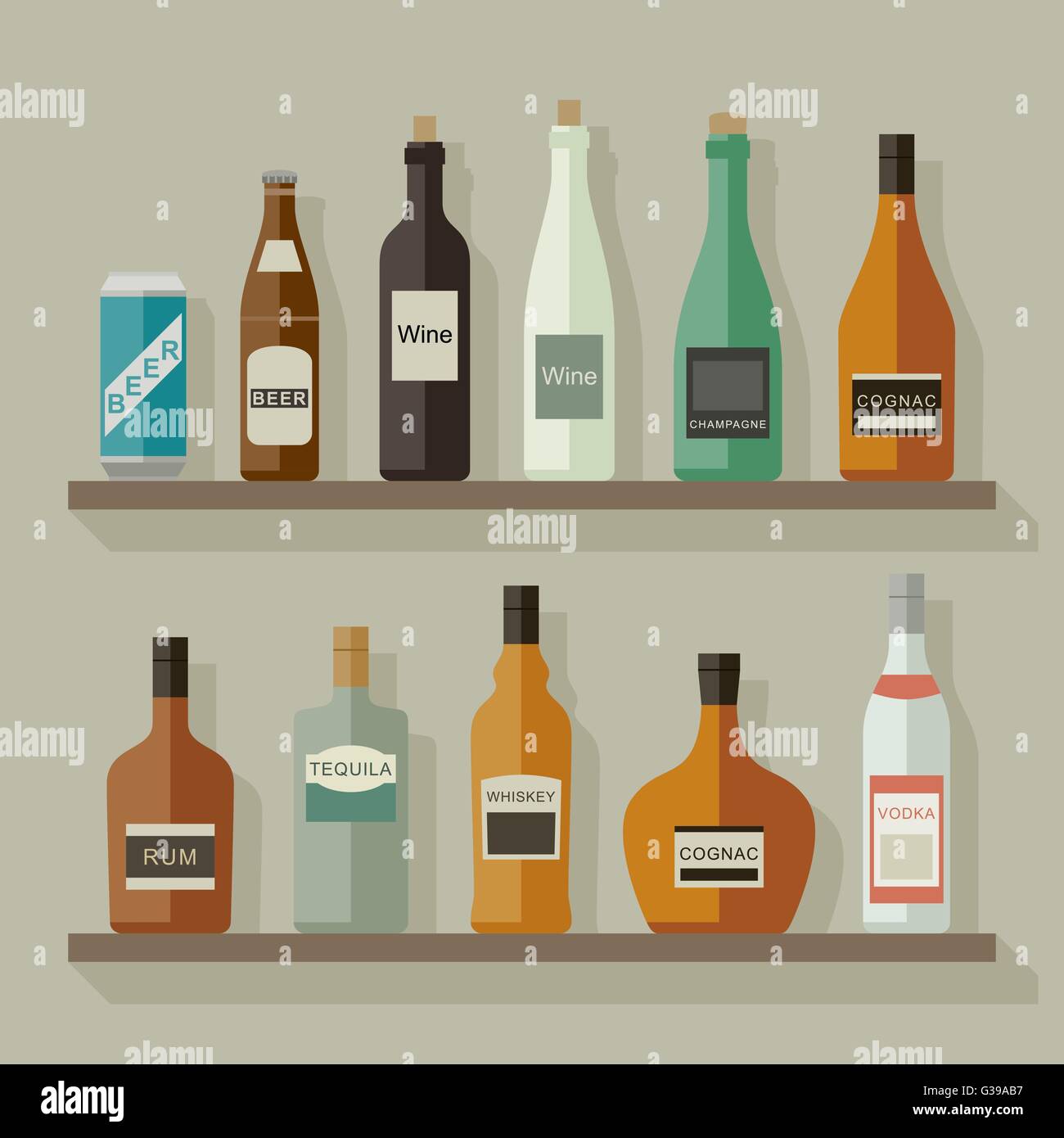 Flat icons alcoholic beverages Stock Vector Image & Art - Alamy