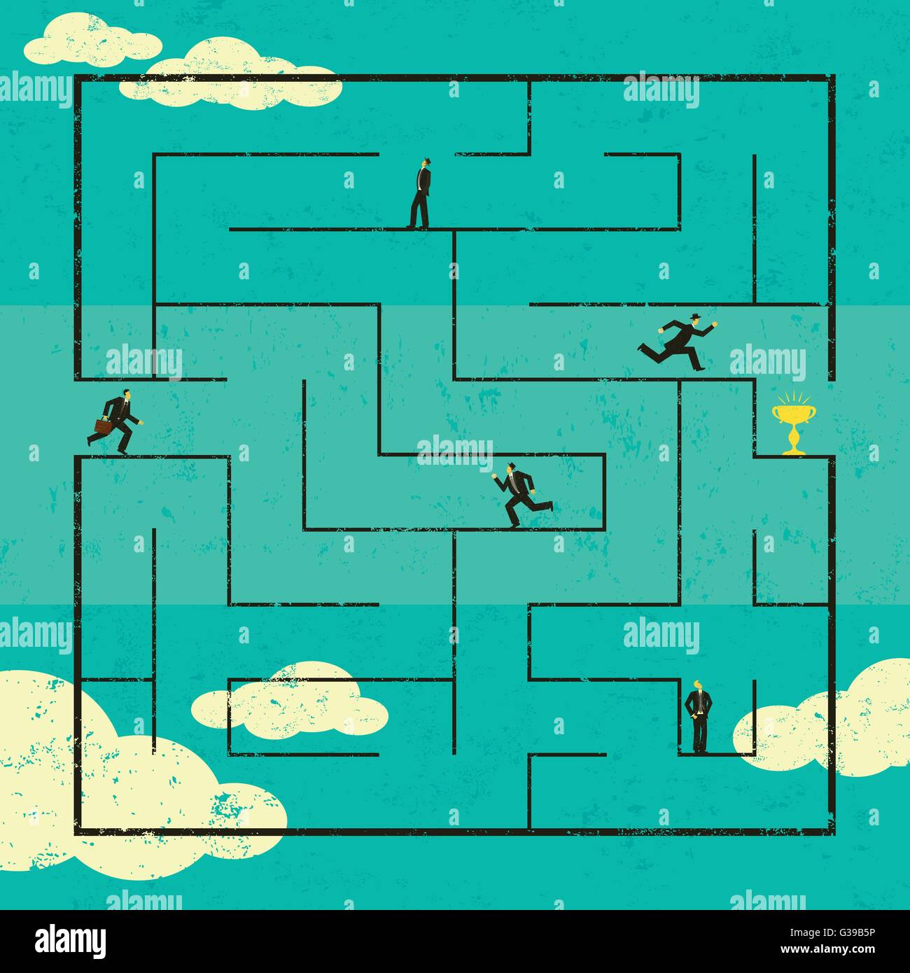 Finding the Path to Success Businessmen navigating a path to success ...