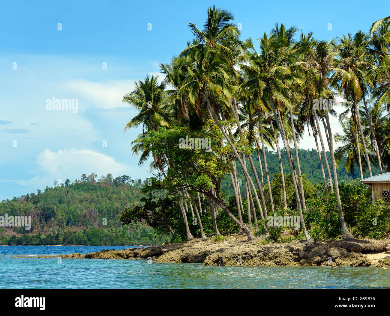 Beautiful beach near Poso city. Central Sulawesi. Indonesia Stock Photo ...