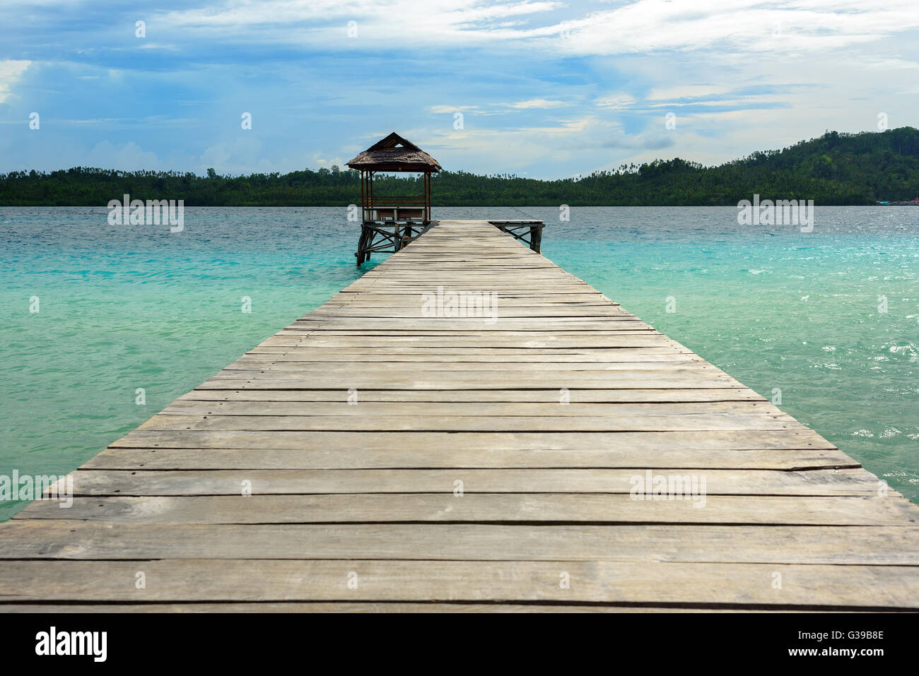 Wooden Dock on Togean Islands or Togian Islands in the Gulf of Tomini ...