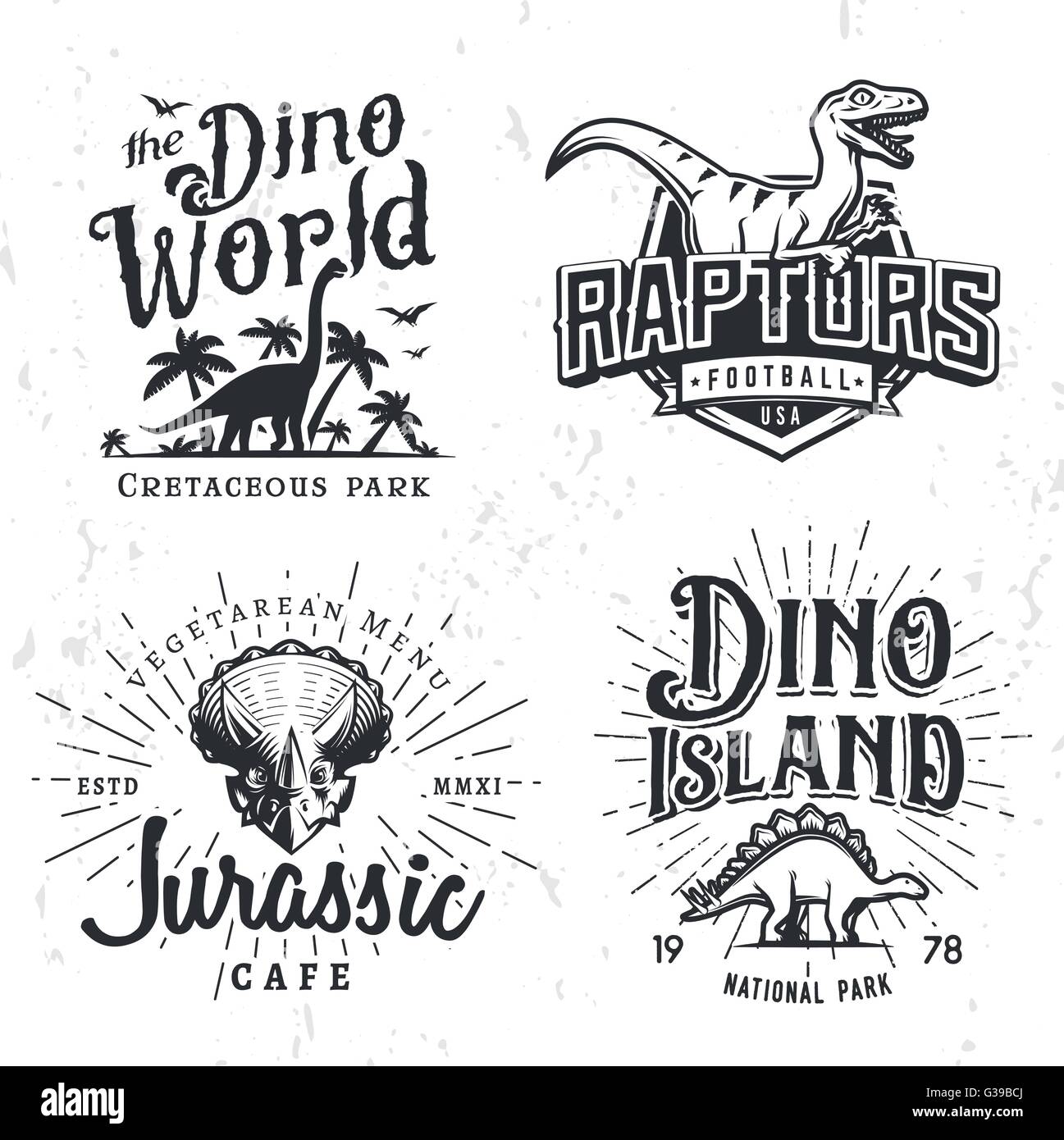 Dinosaur Vector Logo Set. Triceratops t-shirt illustration concept ...