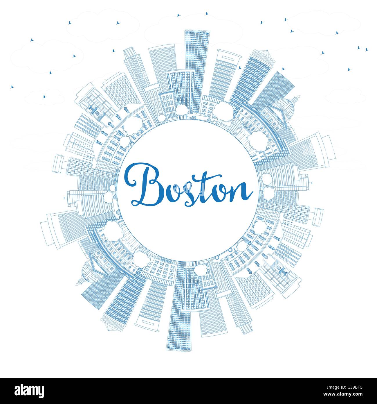 Outline boston massachusetts city hi-res stock photography and images ...
