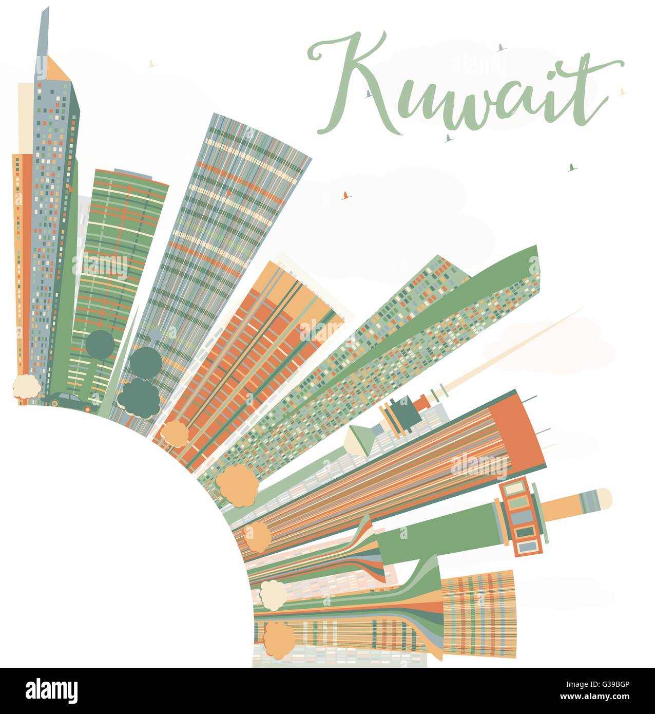 Abstract Kuwait City Skyline with Color Buildings. Vector Illustration ...