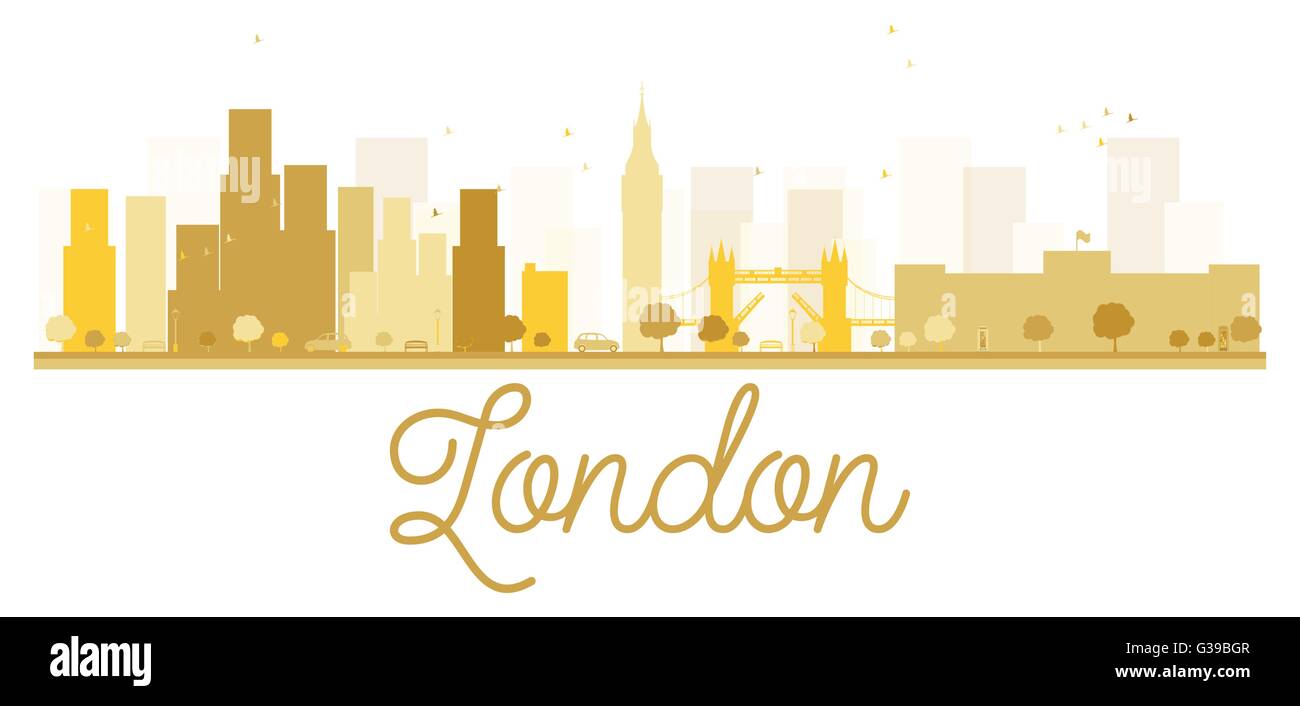 London City skyline golden silhouette. Vector illustration. Simple flat ...