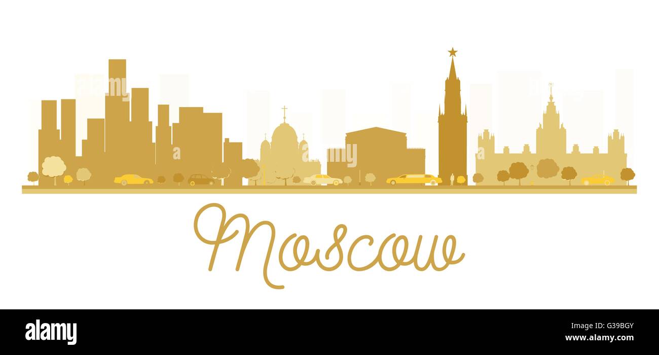 Moscow City skyline golden silhouette. Vector illustration. Simple flat ...