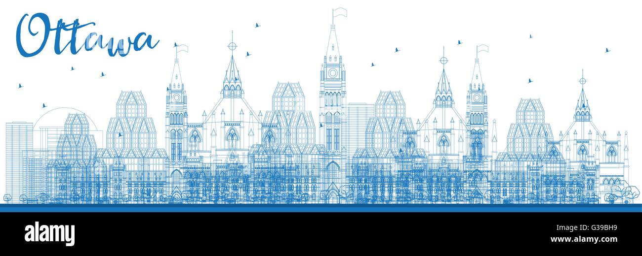 Outline Ottawa Skyline with Blue Buildings. Vector Illustration ...