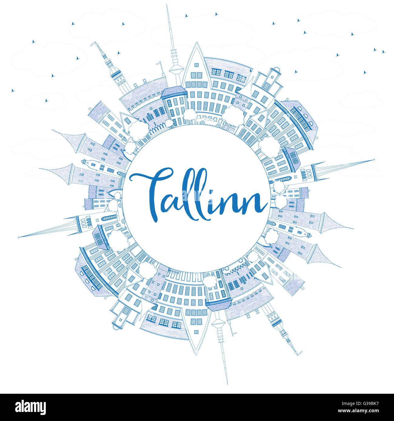 Old town tallinn skyline Stock Vector Images - Alamy