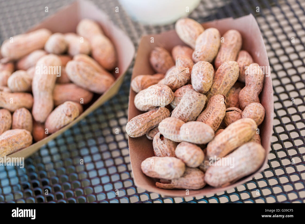Street food lunch with peanuts, hotdog, and hamburger Stock Photo - Alamy