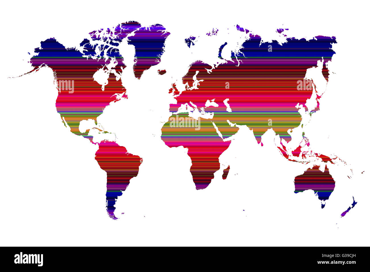 Map of the world with colourful stripes Stock Photo - Alamy