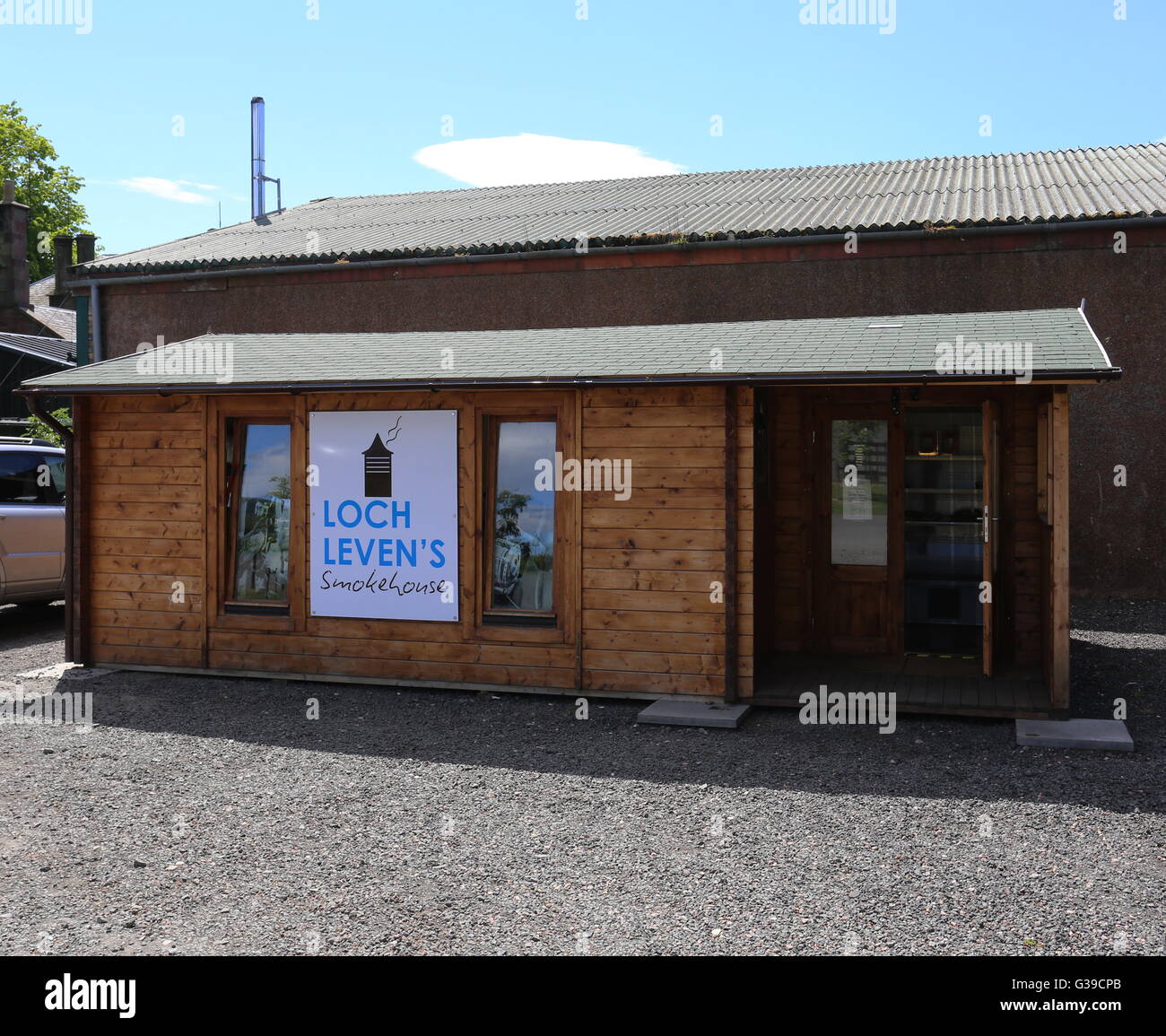 Exterior of Loch Leven's Larder smoke house Scotland June 2016 Stock ...