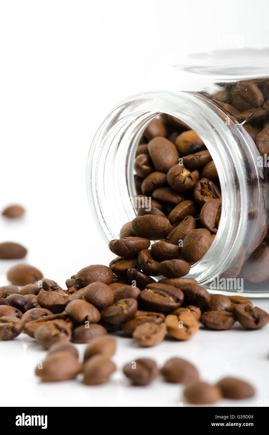 Jar with coffee beans bulk isolated on white background Stock Photo - Alamy