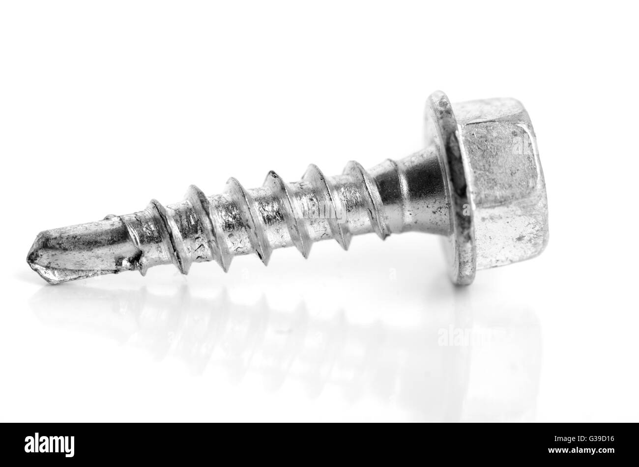 Silver metal screw bolt isolated on white Stock Photo - Alamy