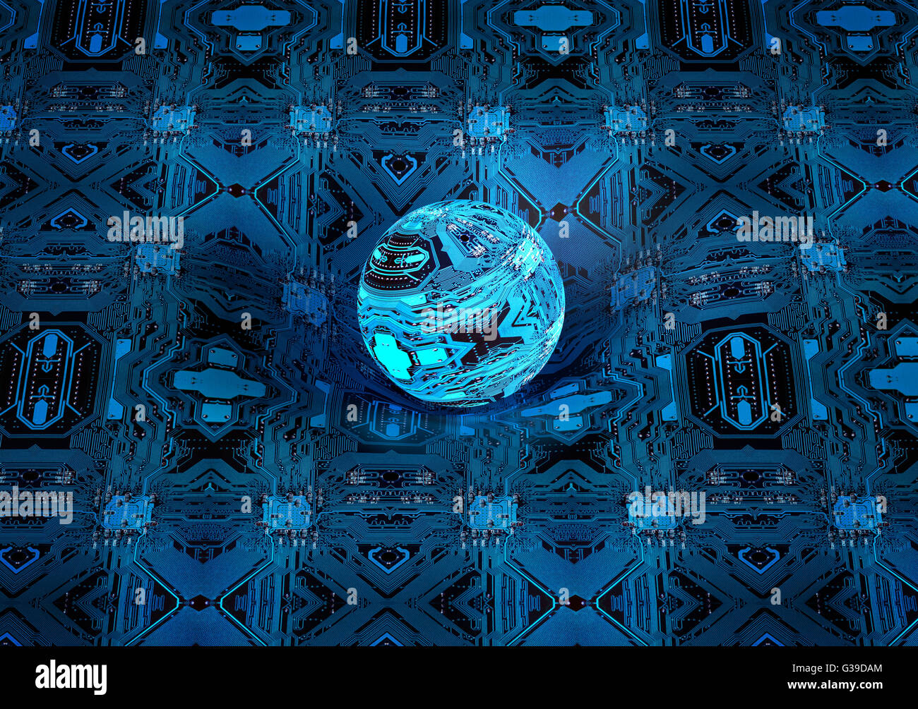 circuit board sphere is affecting space / time around it Stock Photo ...
