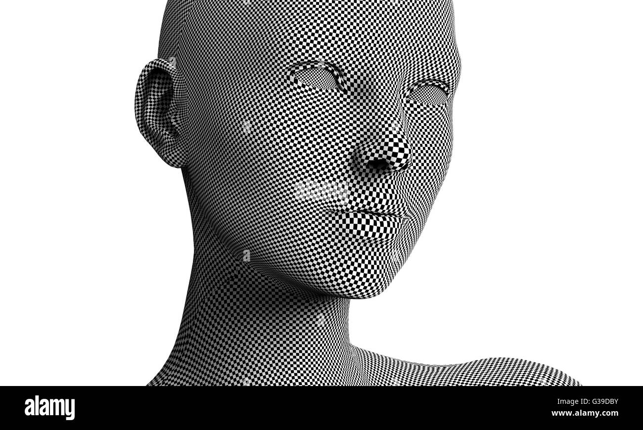 woman face in checkerboard isolated on white Stock Photo - Alamy