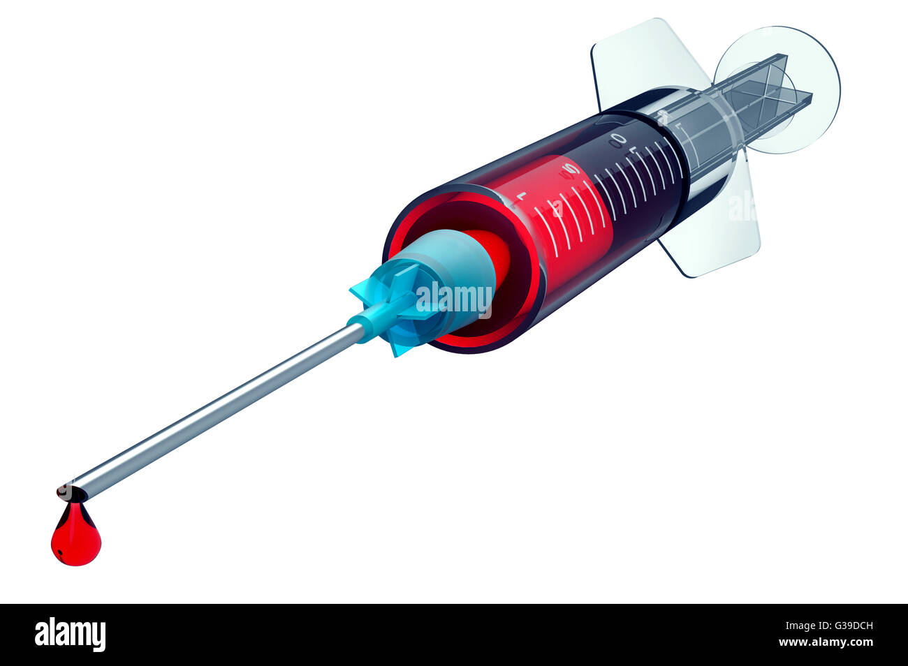 syringe with Needle and drop Isolated on white Stock Photo - Alamy