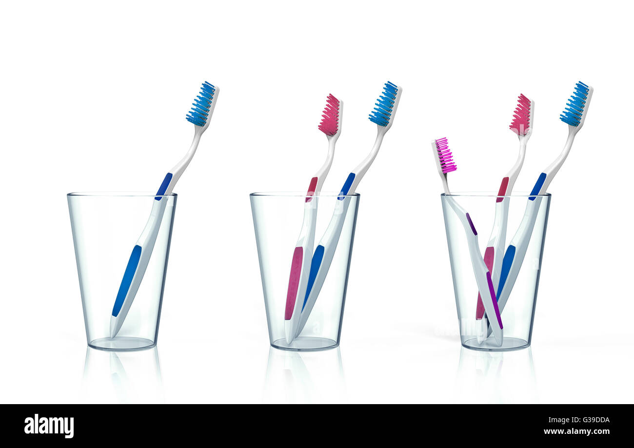 toothbrush in glass isolated on white background Stock Photo - Alamy