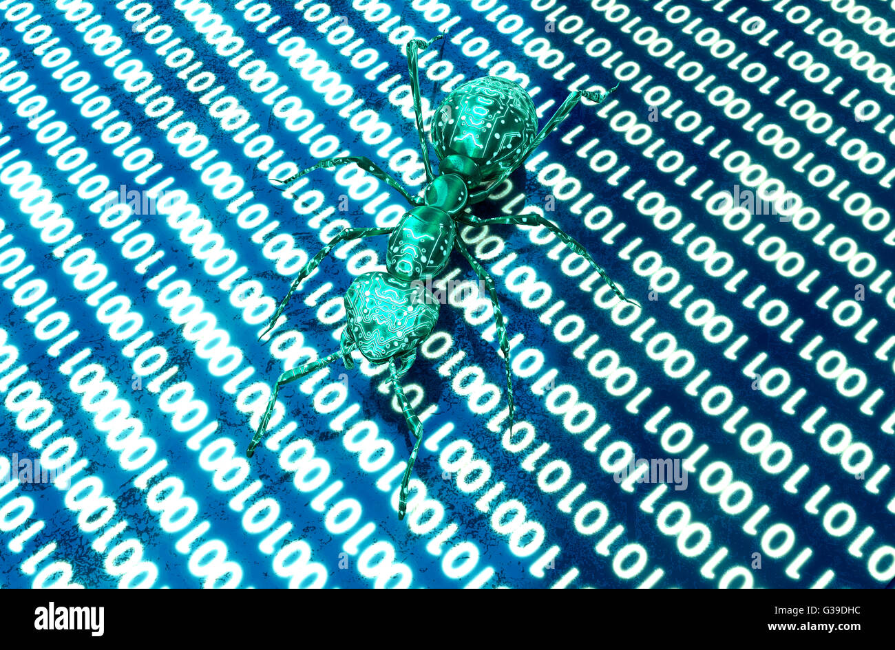 digital safety concept computer bug in electronic environment., 3D ...