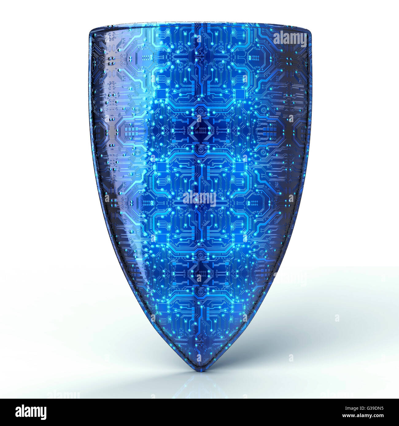 digital safety concept computer shield in electronic environment, 3D ...