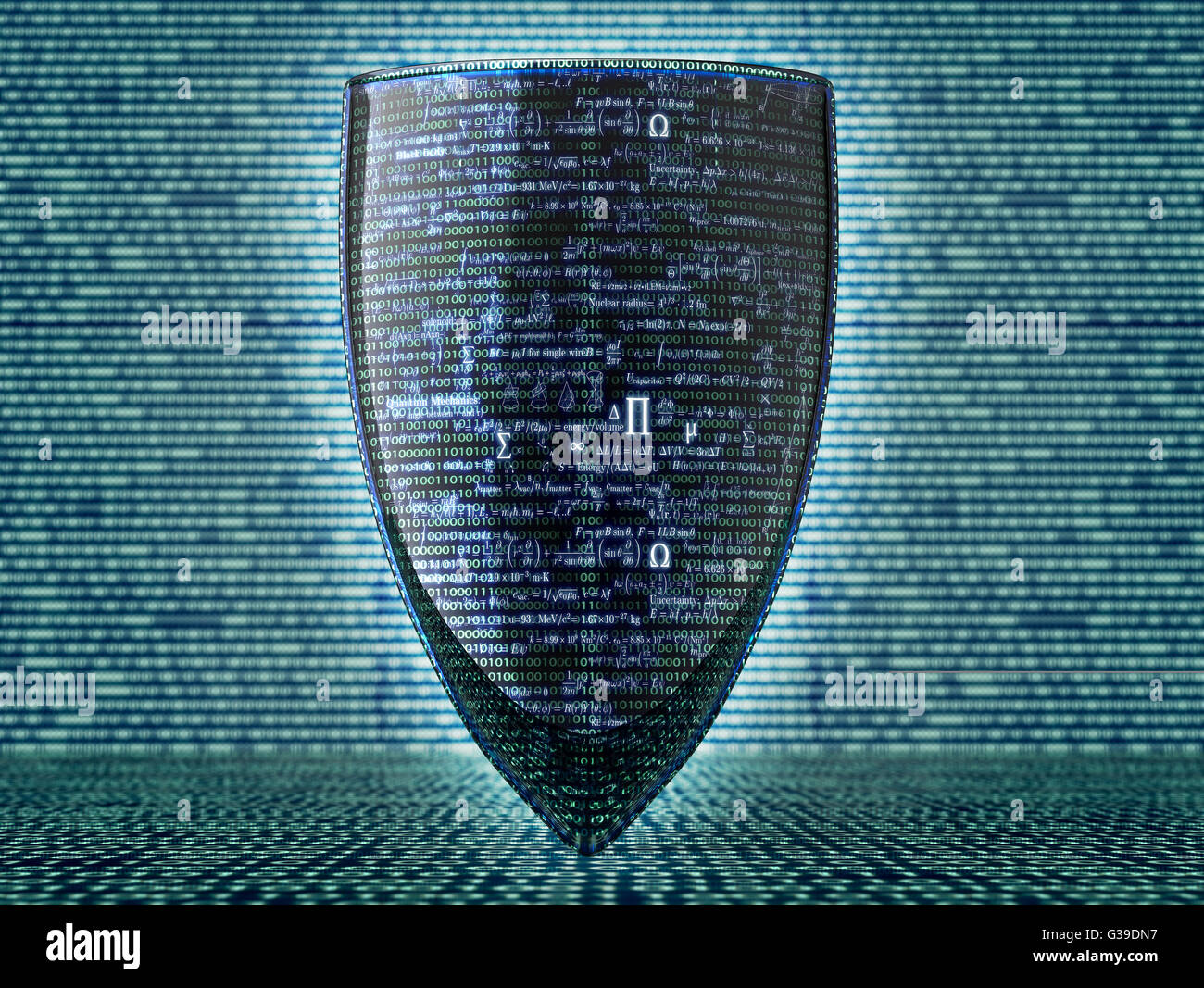 digital safety concept computer shield in electronic environment, 3D ...