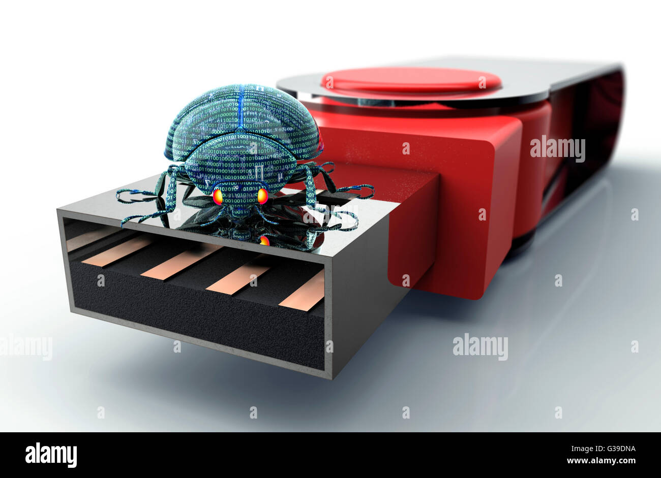 digital safety concept computer bug in electronic environment, 3D ...