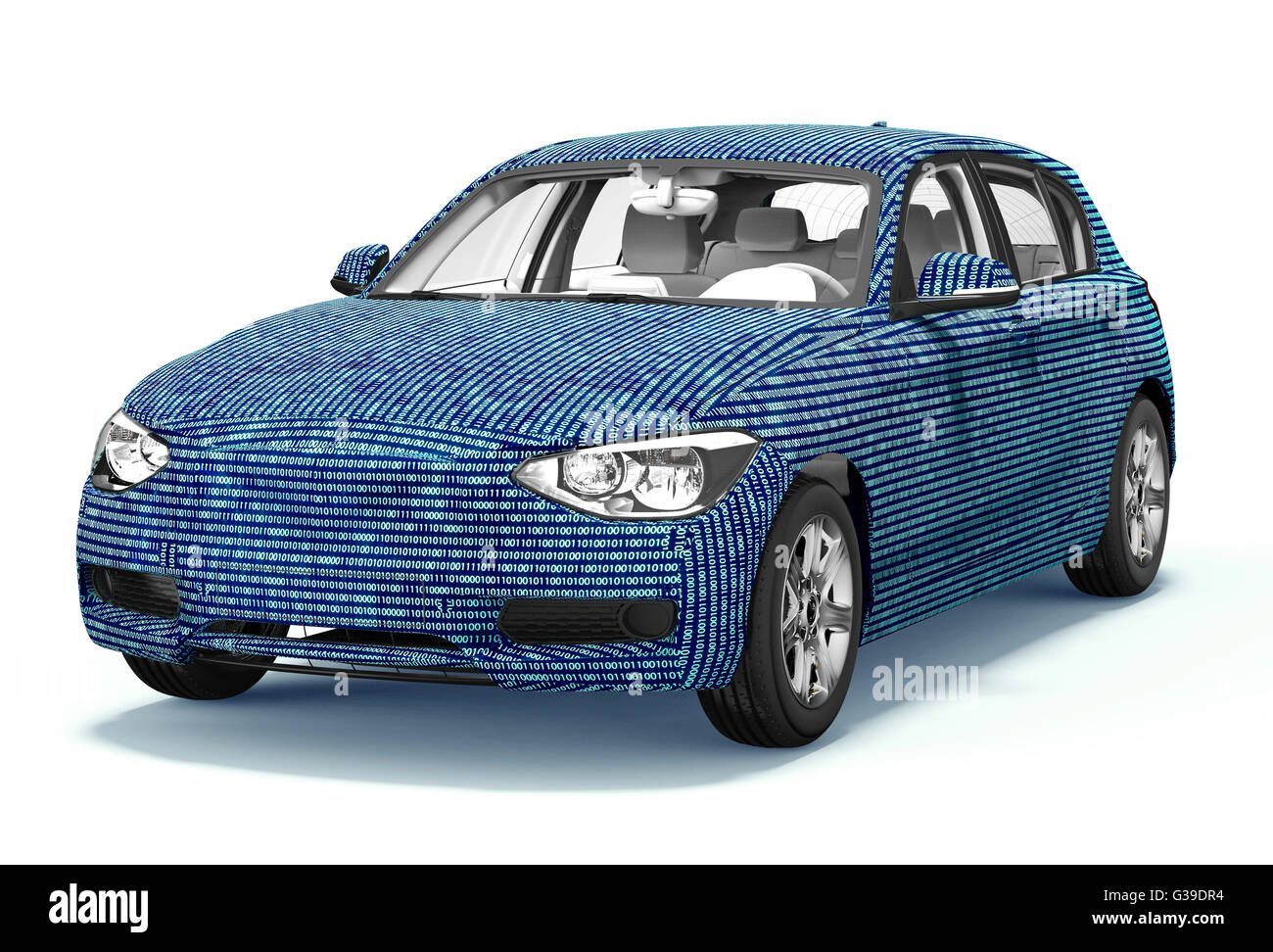 self driveing electronic computer car isolated on white, 3d ...