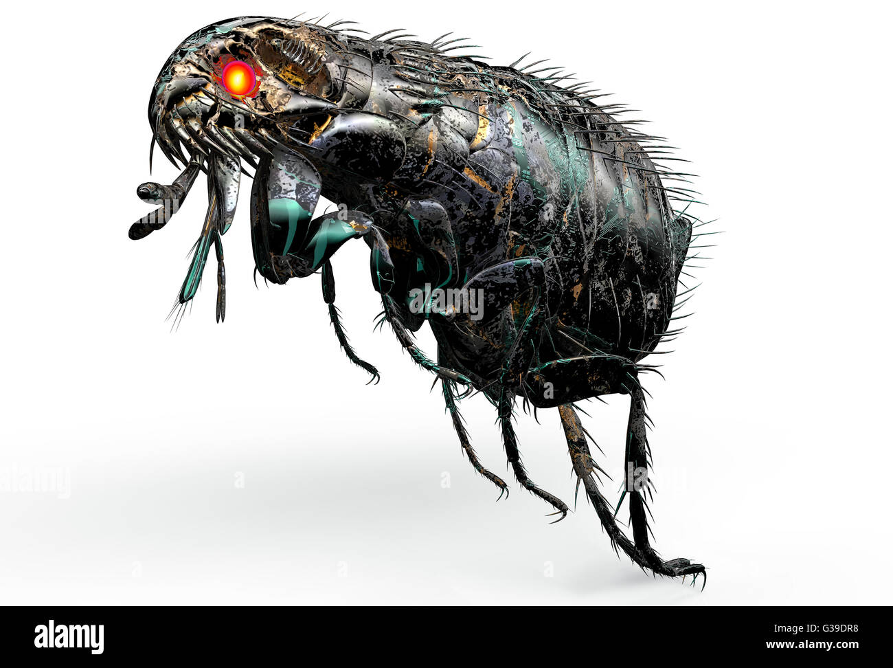 digital safety concept electronic computer bug isolated, 3D ...