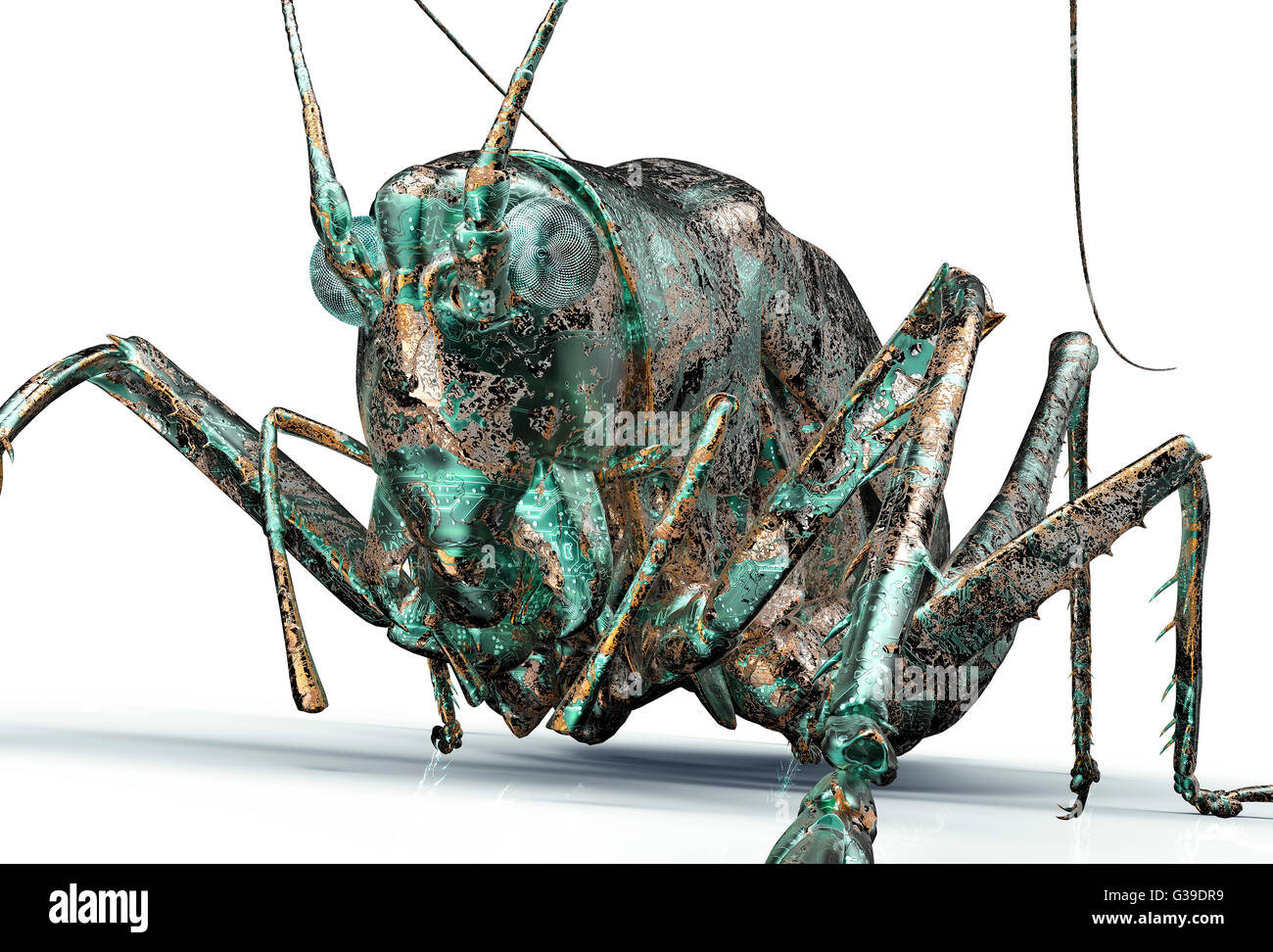 digital safety concept electronic computer bug isolated, 3D ...