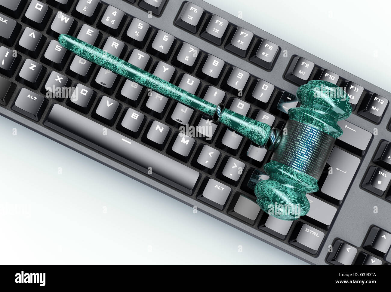 legal computer judge concept, cyber gavel on computer keyboard,3D illustration Stock Photo - Alamy