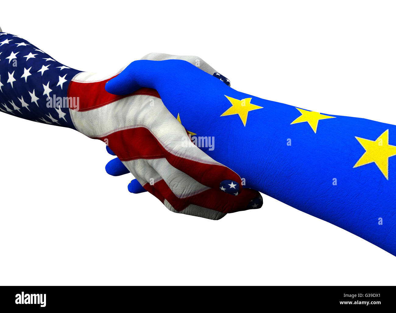american hand shaking european hand isolated on white with clipping ...