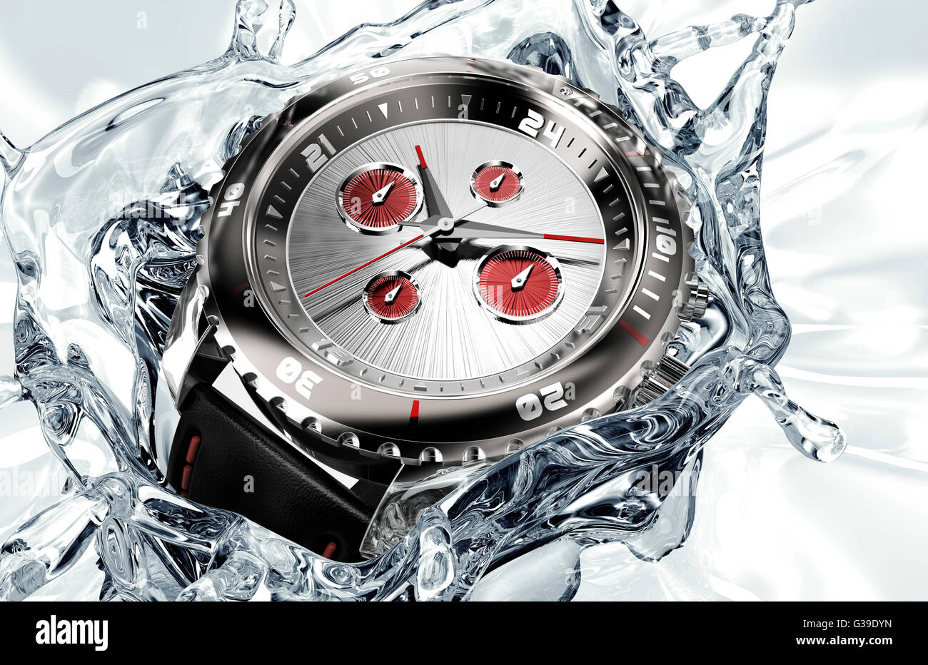 beautifull watch falling in water , 3d illustration Stock Photo - Alamy