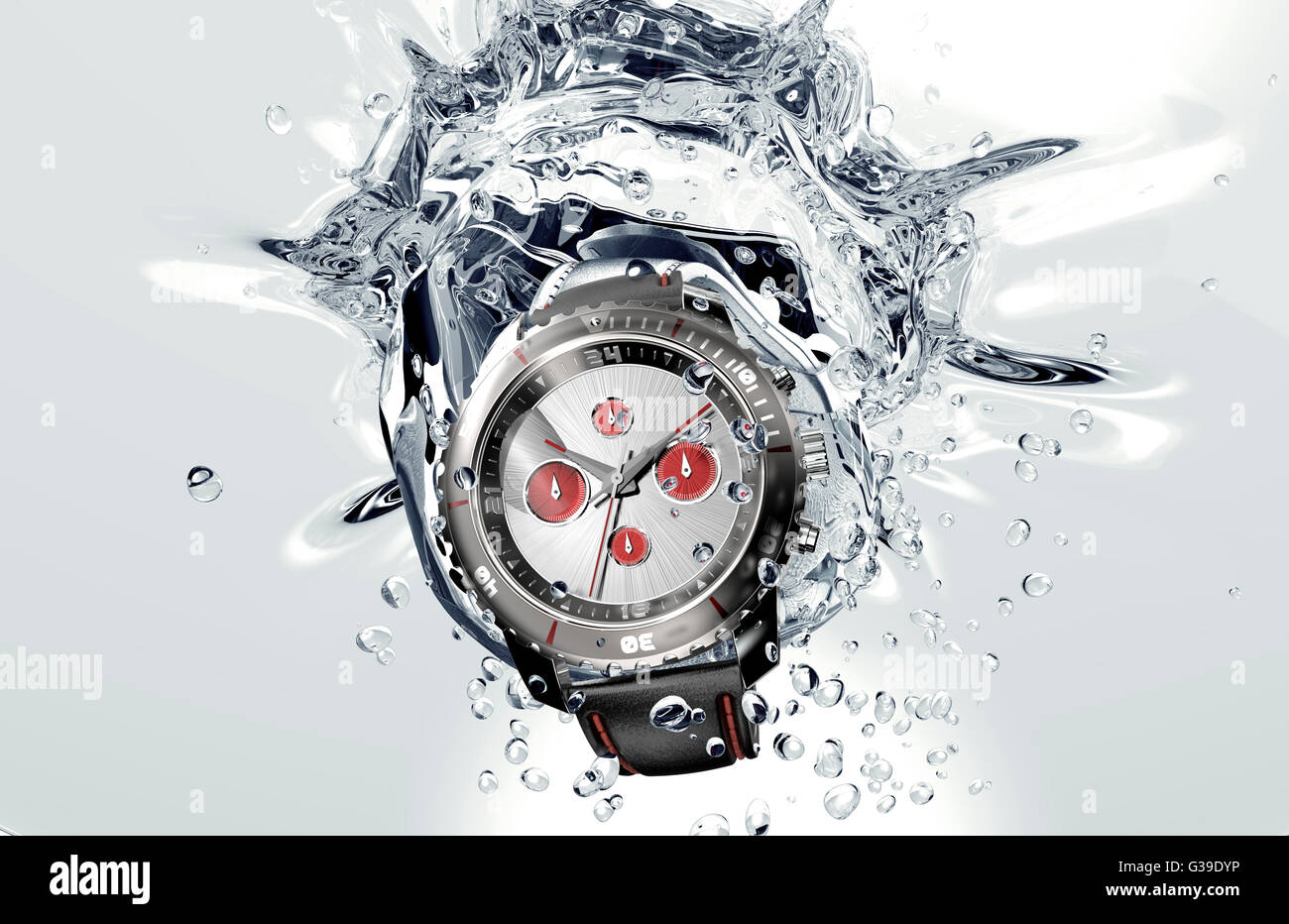 beautifull watch falling in water , 3d illustration Stock Photo - Alamy