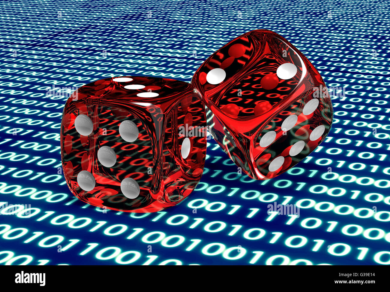 digital gaming concept dice in computer environment, 3d illustration ...