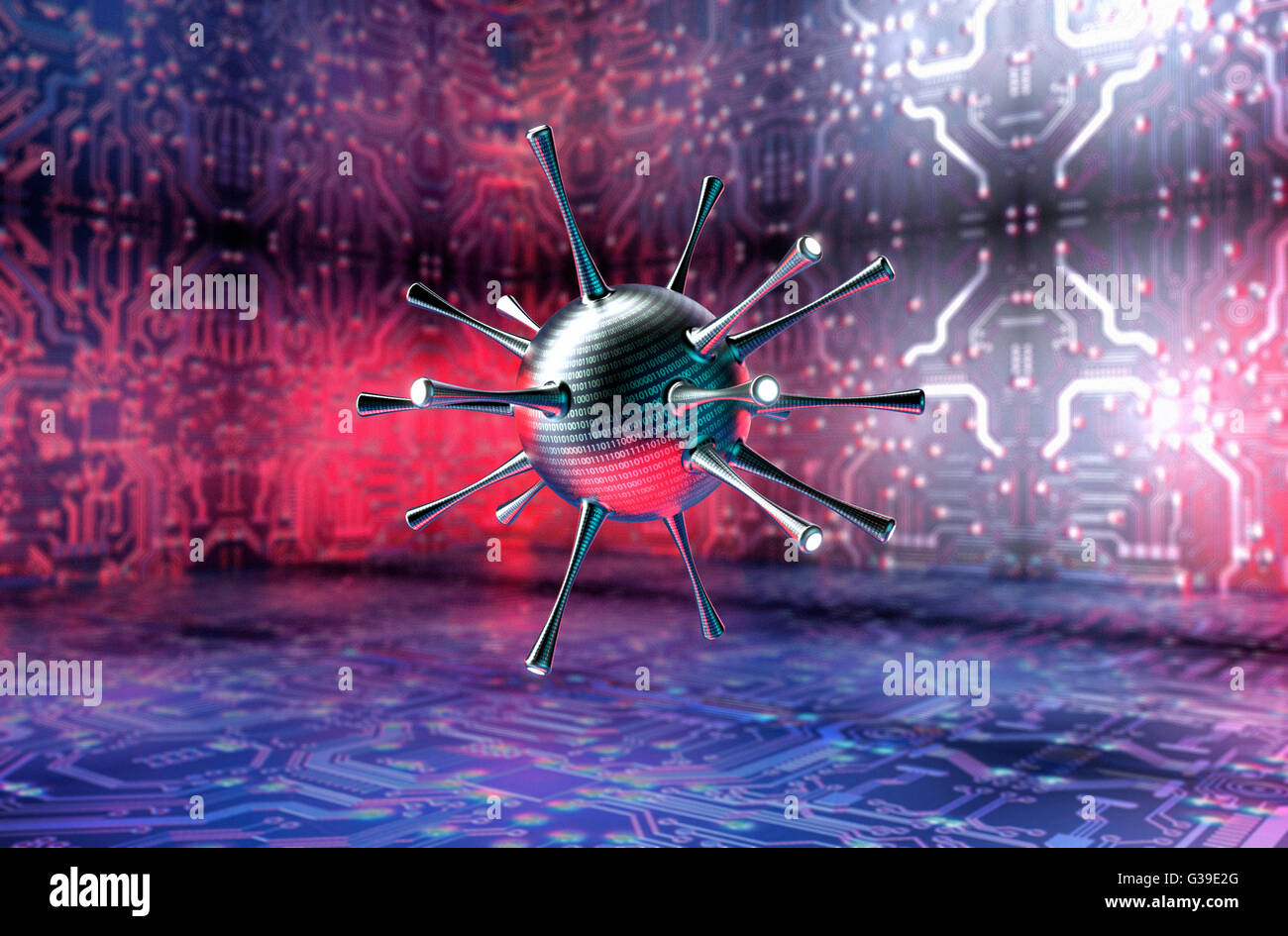 digital safety concept computer virus in electronic environment, 3D ...