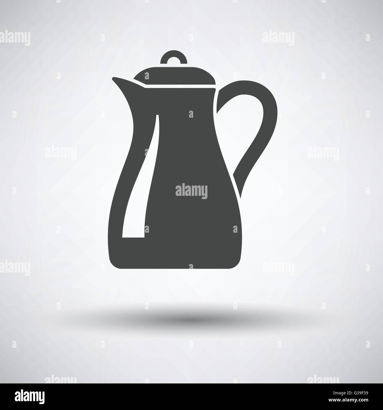 Glass jug icon on gray background with round shadow. Vector ...
