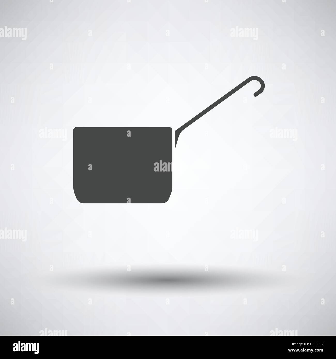 Kitchen pan icon on gray background with round shadow. Vector ...