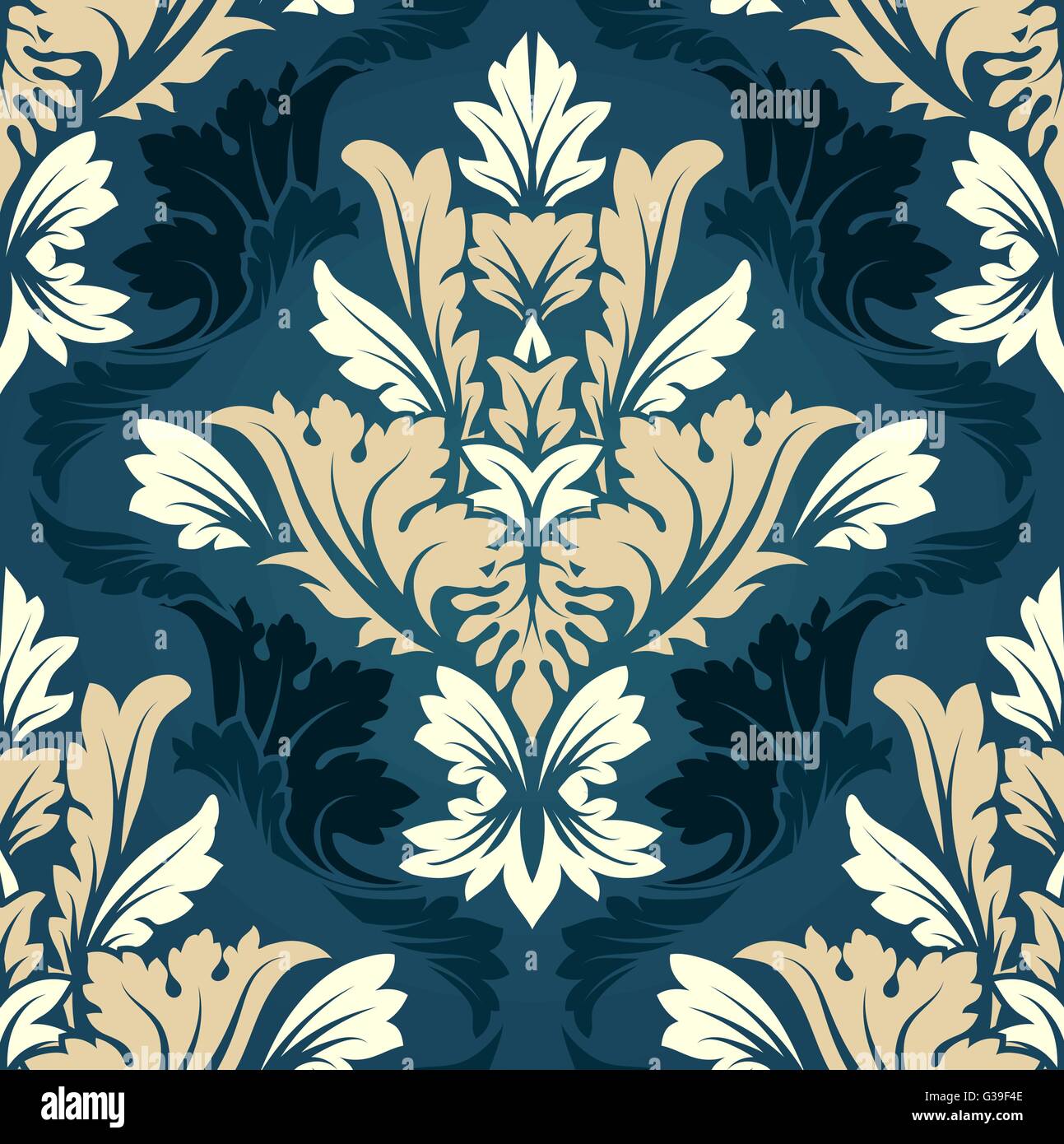 Damask seamless pattern from floral and swirl elements. Vector ...