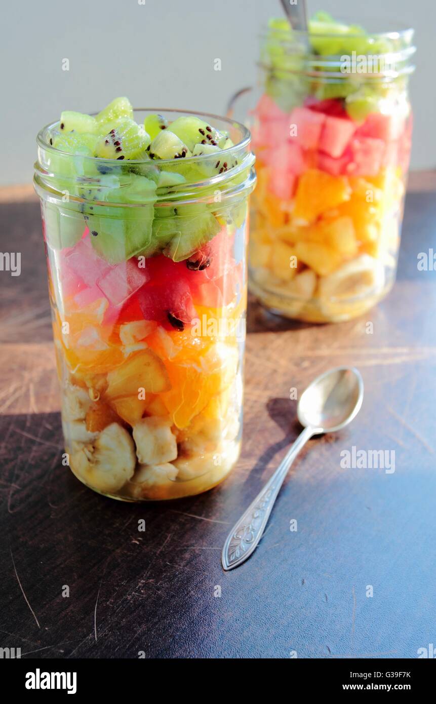 Jars with fresh sweet fruits Stock Photo - Alamy