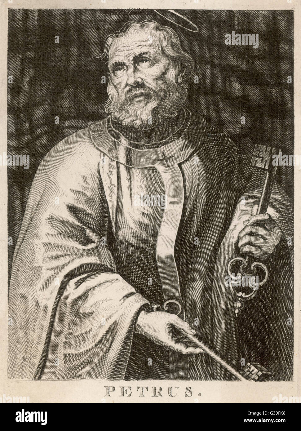 SAINT PETER the first Pope, depicted holding the Keys of the Kingdom ...