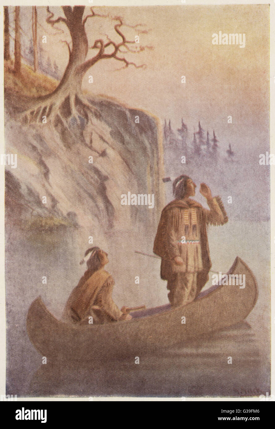 Two men of the Algonquin people in their boat Stock Photo - Alamy