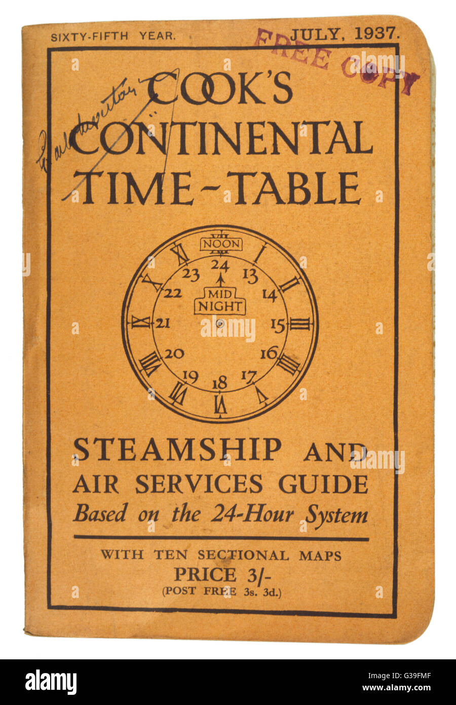 COOK'S TIMETABLE 1937 Stock Photo - Alamy