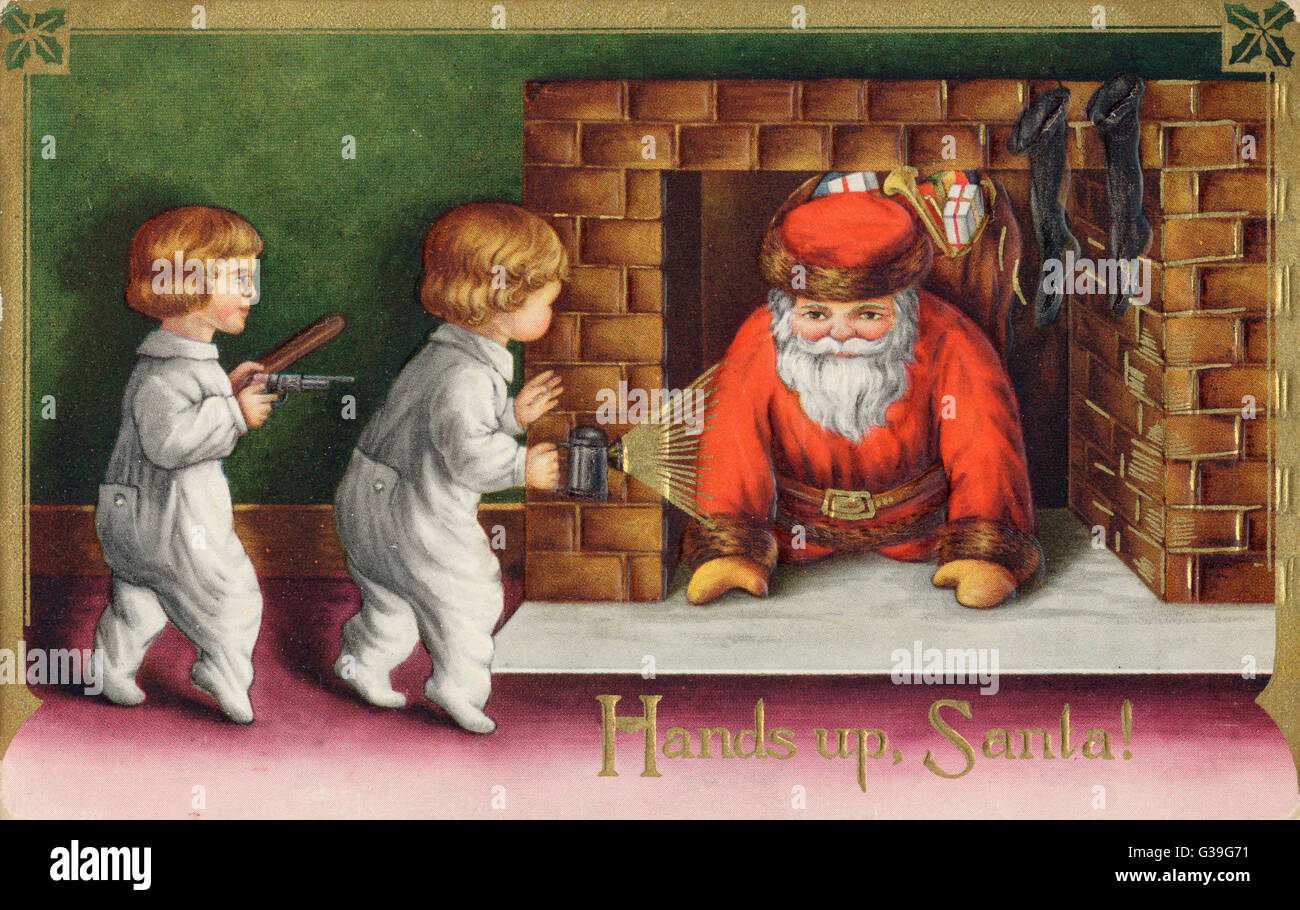 Hands Up Santa! Stock Photo - Alamy