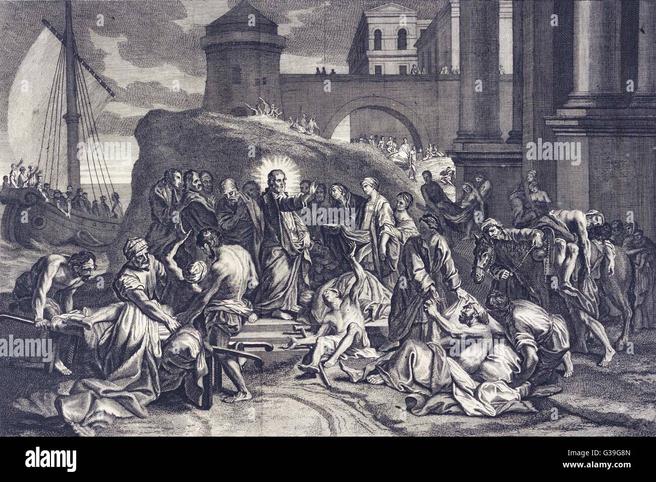 JESUS HEALS MULTITUDE Stock Photo - Alamy