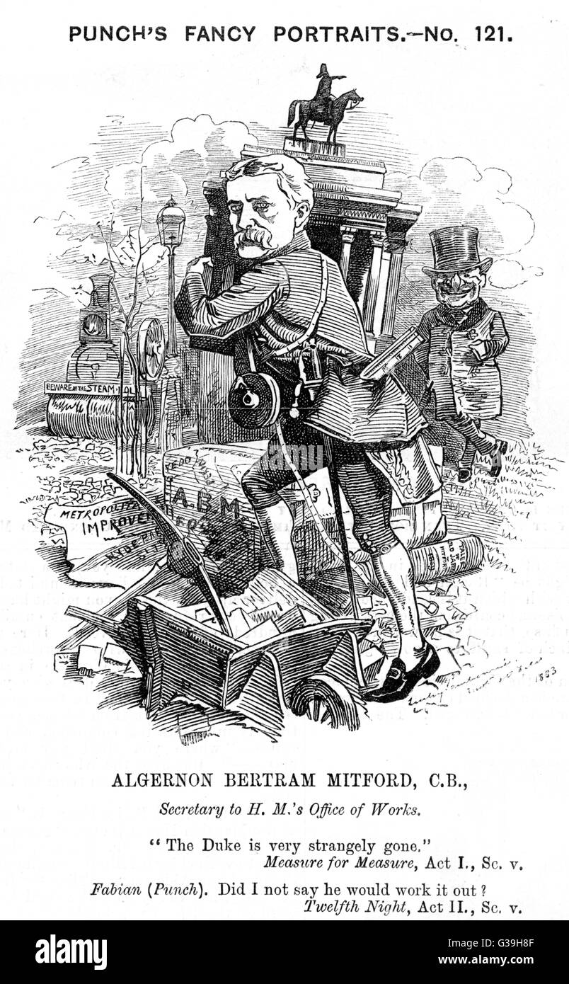 Cartoon portrait, Algernon Bertram Mitford Stock Photo - Alamy