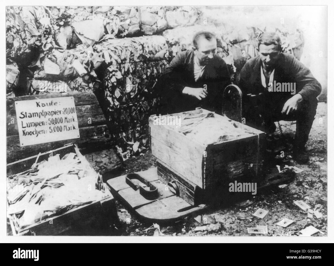 Selling money by weight at the height of hyper-inflation. Paper money ...