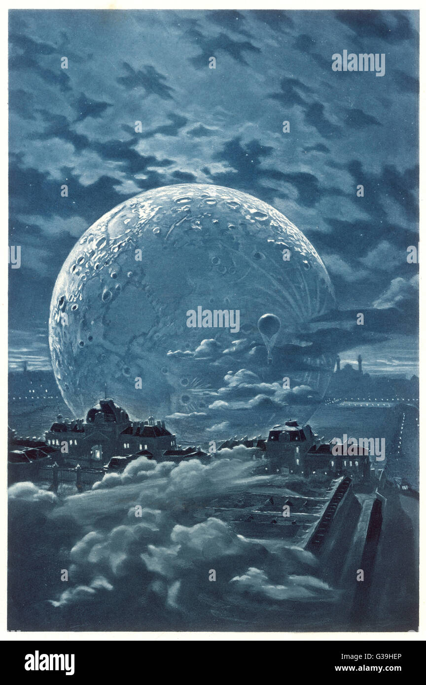 MOON OVER PARIS/1886 Stock Photo - Alamy